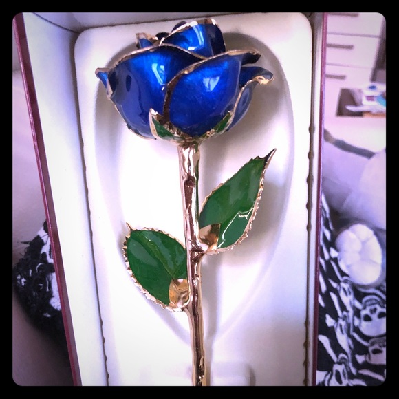 Living Gold | Other | Dark Blue Gold Dipped Rose | Poshmark